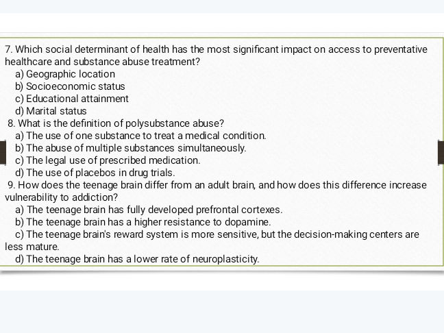 7. Which social determinant of health has | StudyX