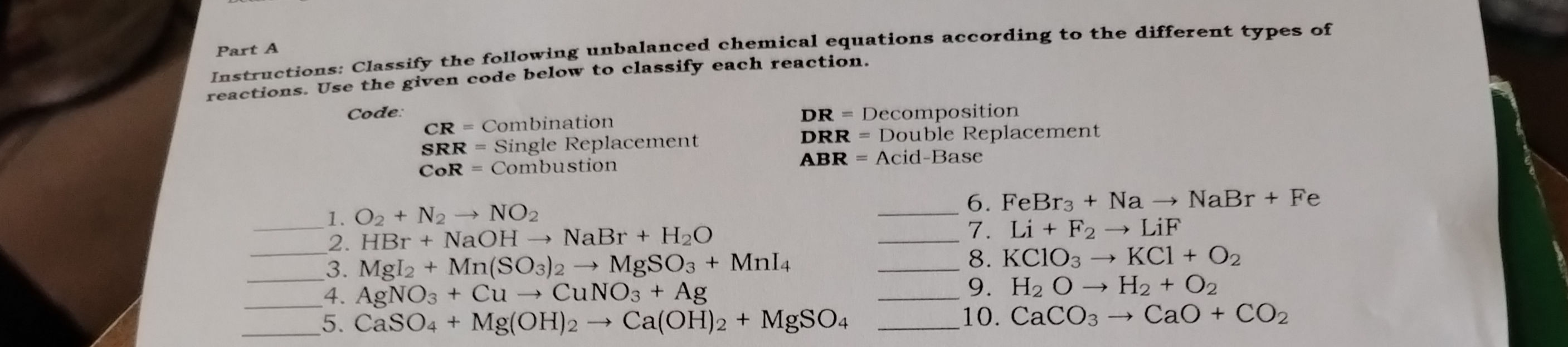 Instructions: Classify the following | StudyX