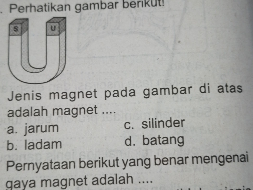 Perhatikan gambar berikut! Jenis magnet | StudyX