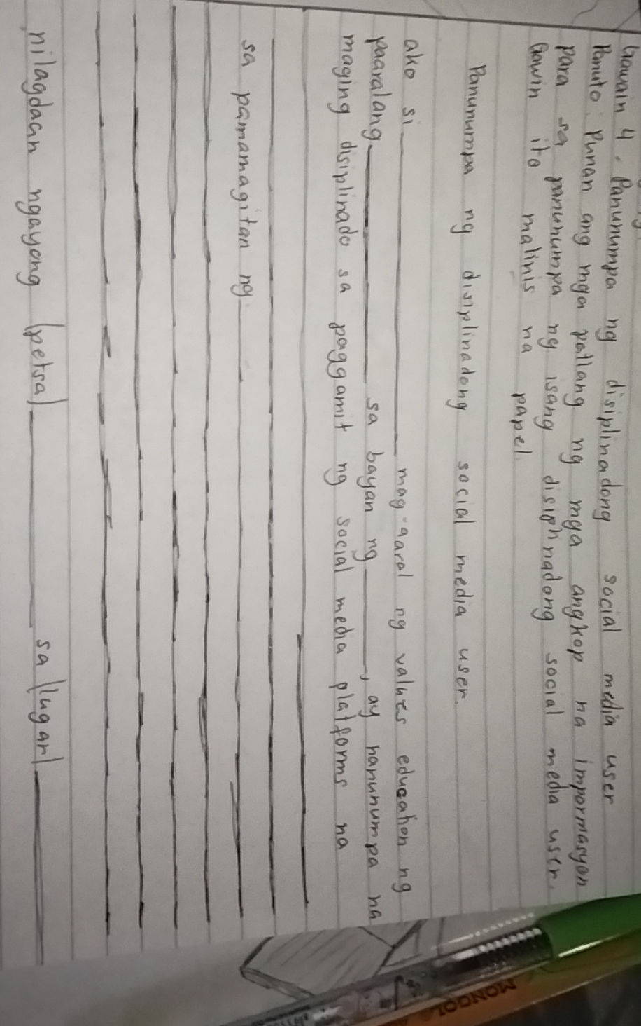 Gawain 4. Panunumpa ng disiplinadong social | StudyX