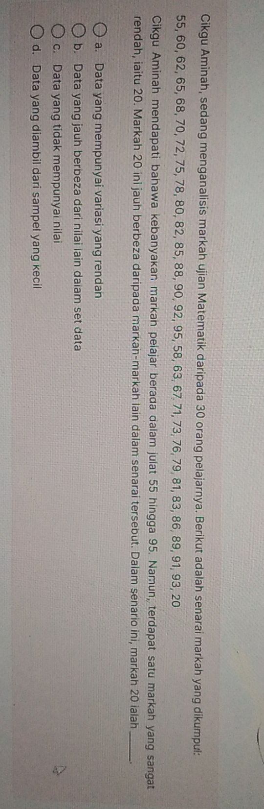 Cikgu Aminah, sedang menganalisis markah | StudyX