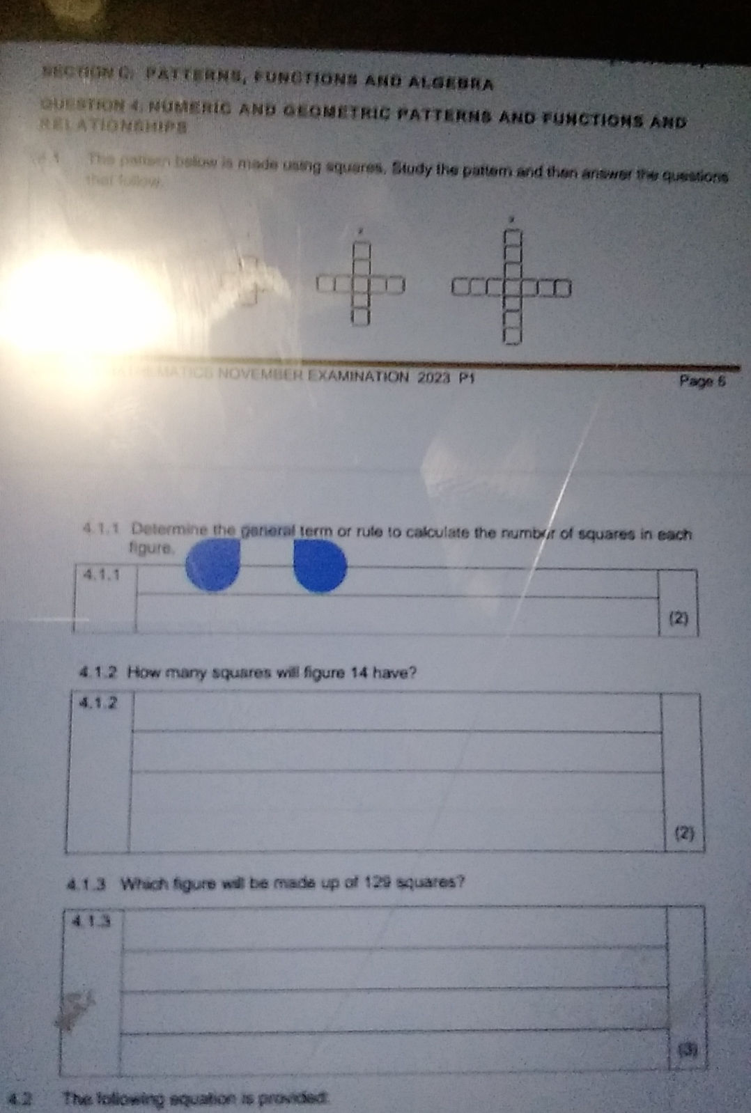 The pattern below is made using squares. | StudyX