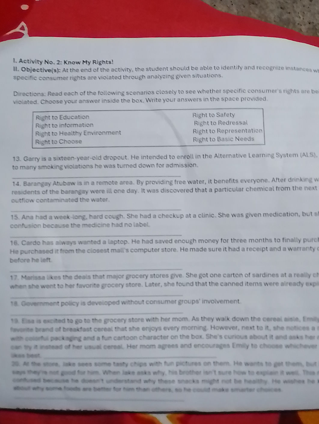 1. Activity No. 2: Know My Rights! II. | StudyX