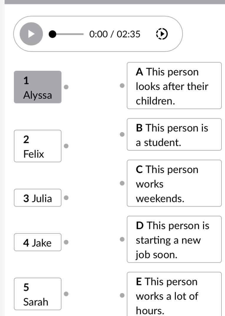 1 Alyssa 2 Felix 3 Julia 4 Jake 5 Sarah A | StudyX
