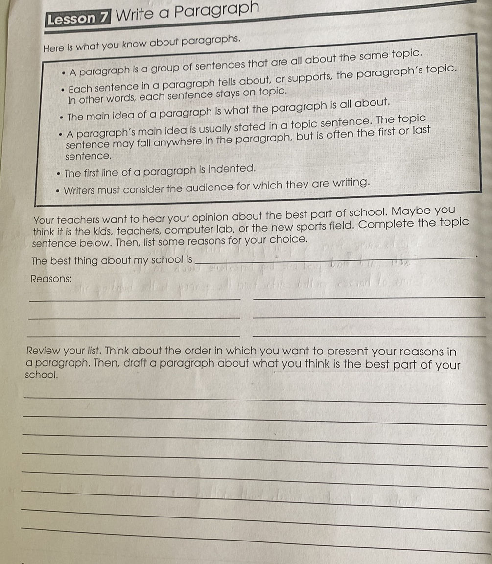 Lesson 7 Write a Paragraph Here is what you | StudyX