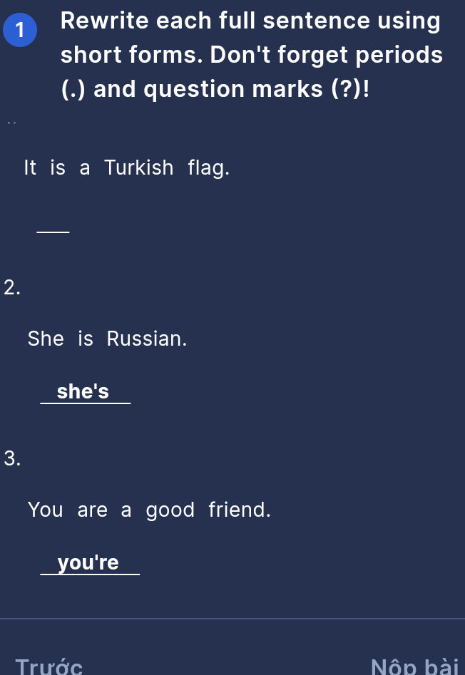 1 Rewrite each full sentence using short | StudyX