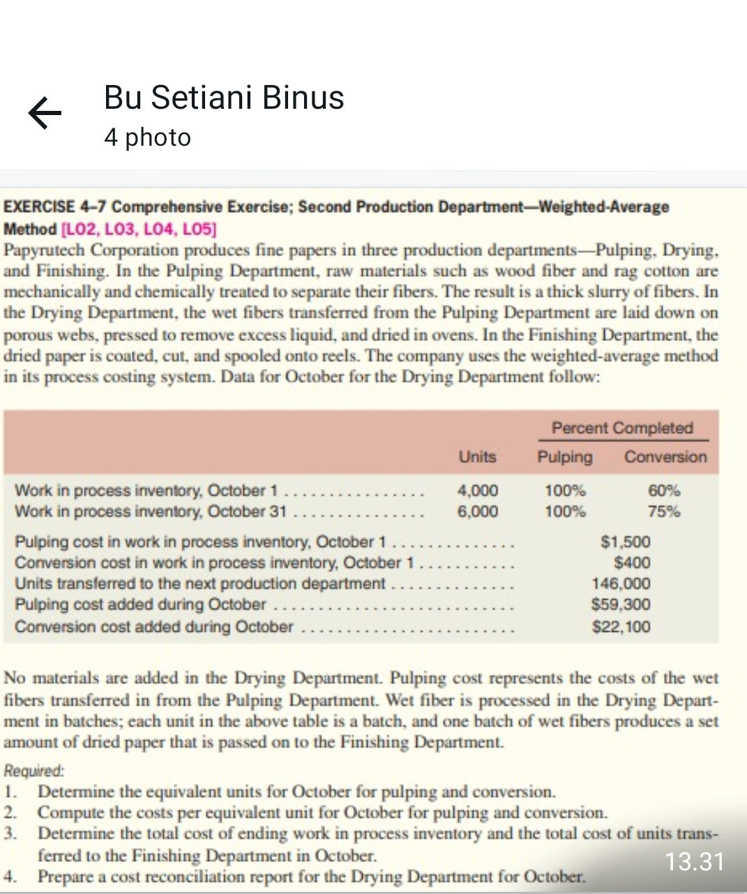 EXERCISE 4-7 Comprehensive Exercise; Second | StudyX