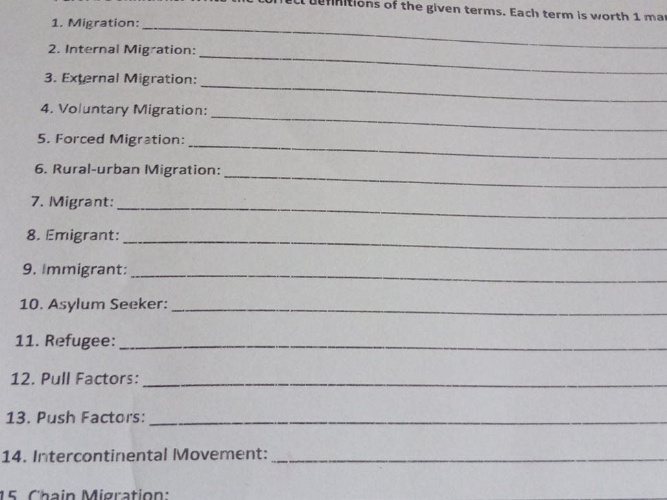 PART A: Write the correct definitions of the | StudyX