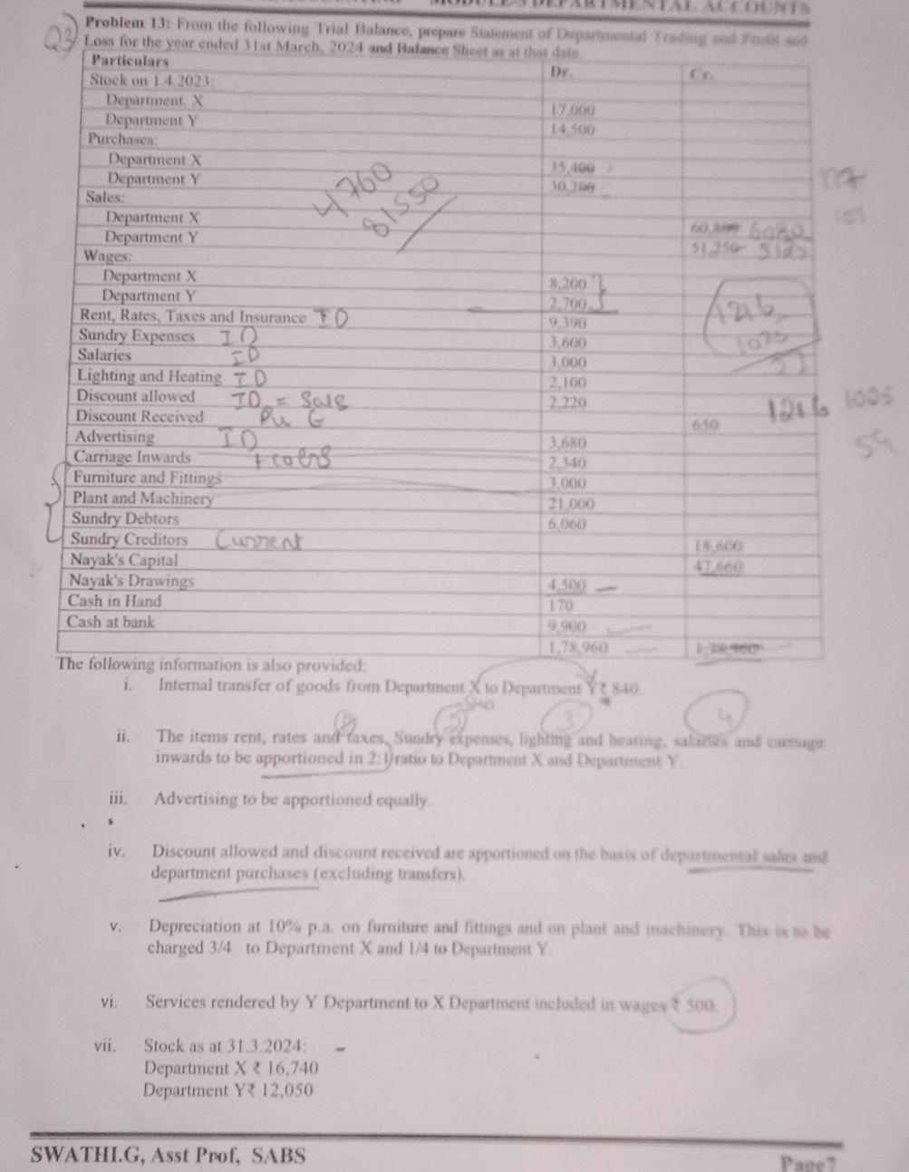 Problem 13: From the following Trial | StudyX