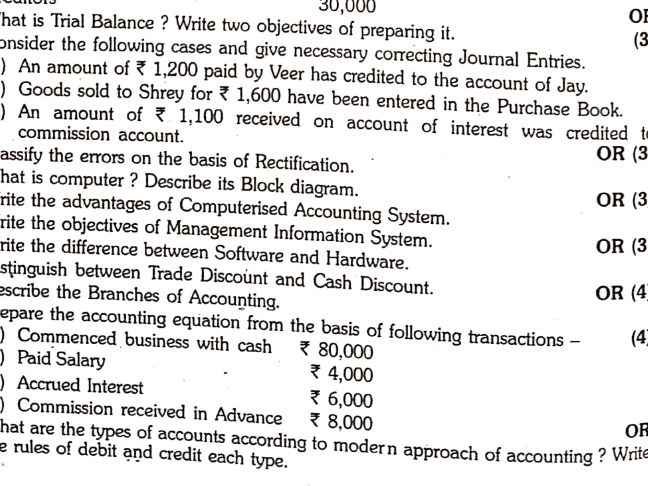 What is Trial Balance? Write two objectives | StudyX