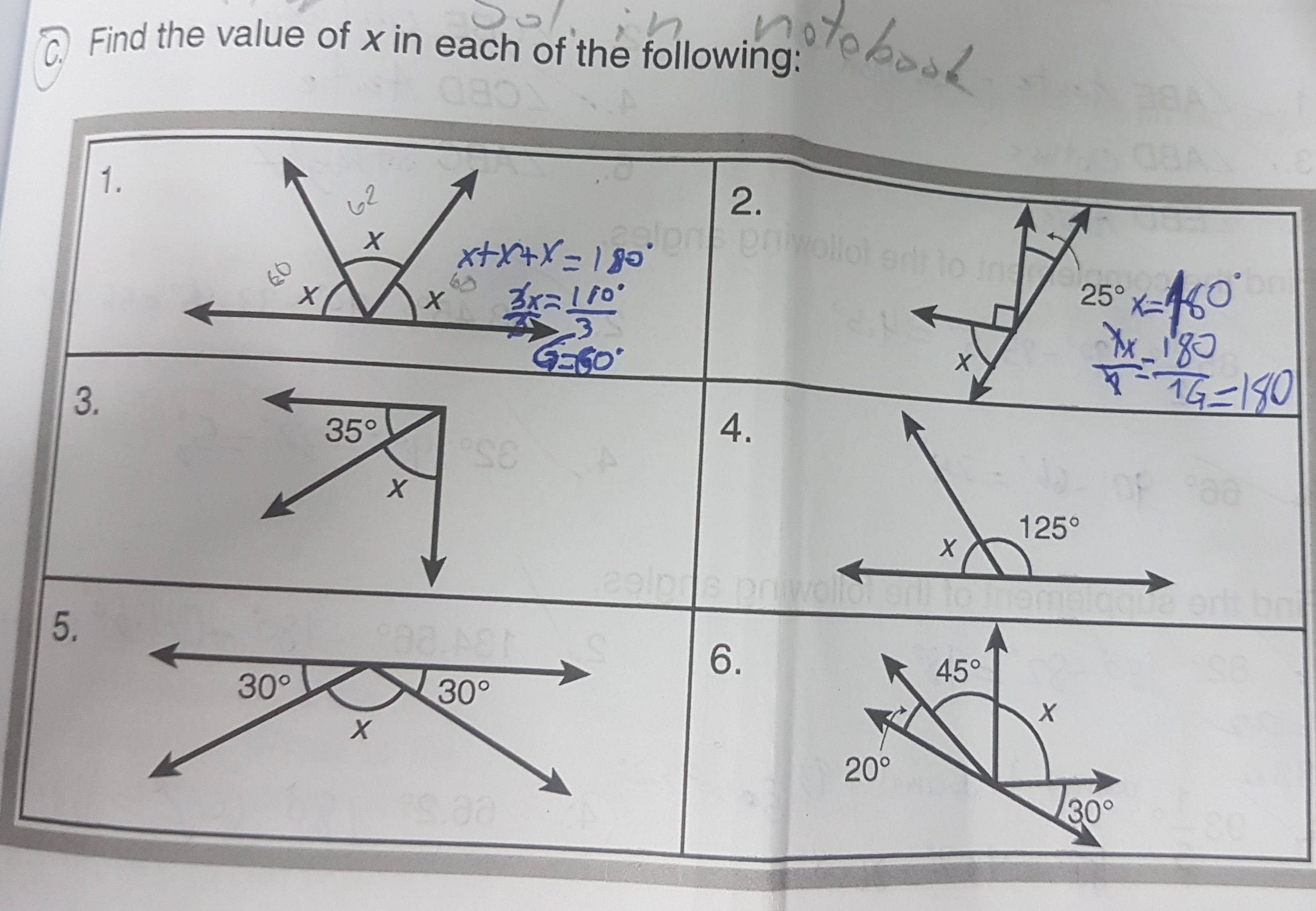 Find the value of x in each of the | StudyX