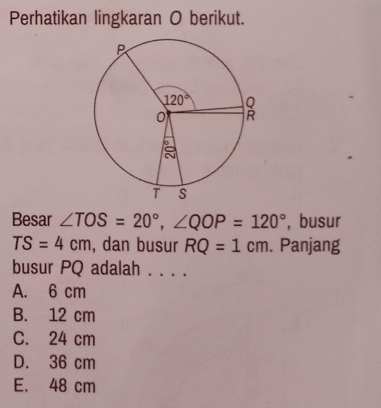 Perhatikan lingkaran O berikut. Besar ∠TOS | StudyX