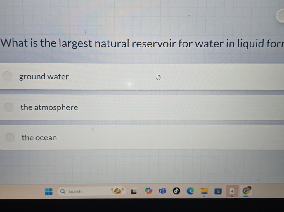 What is the largest natural reservoir for | StudyX