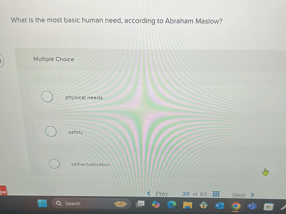 What is the most basic human need, according | StudyX