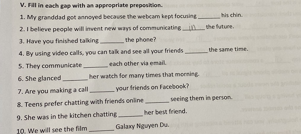 V. Fill in each gap with an appropriate | StudyX