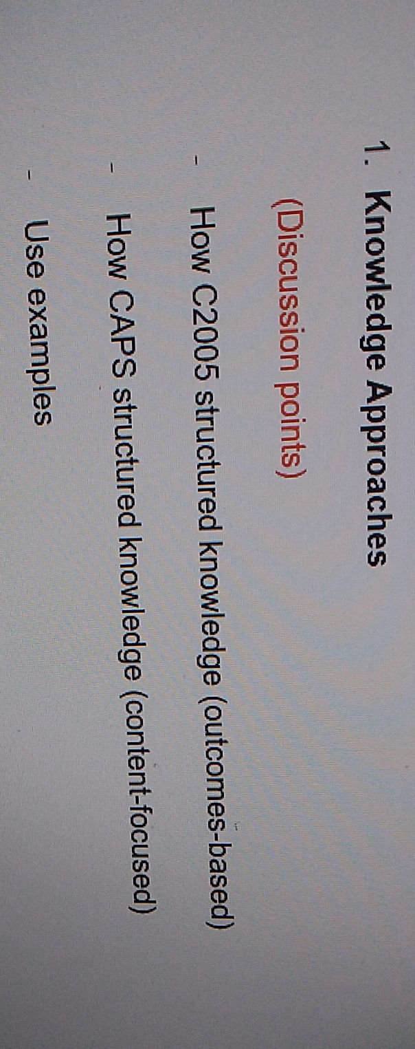 1. Knowledge Approaches (Discussion points) | StudyX