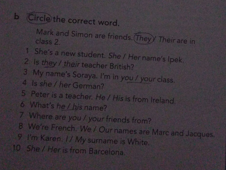 b Circle the correct word. Mark and Simon | StudyX