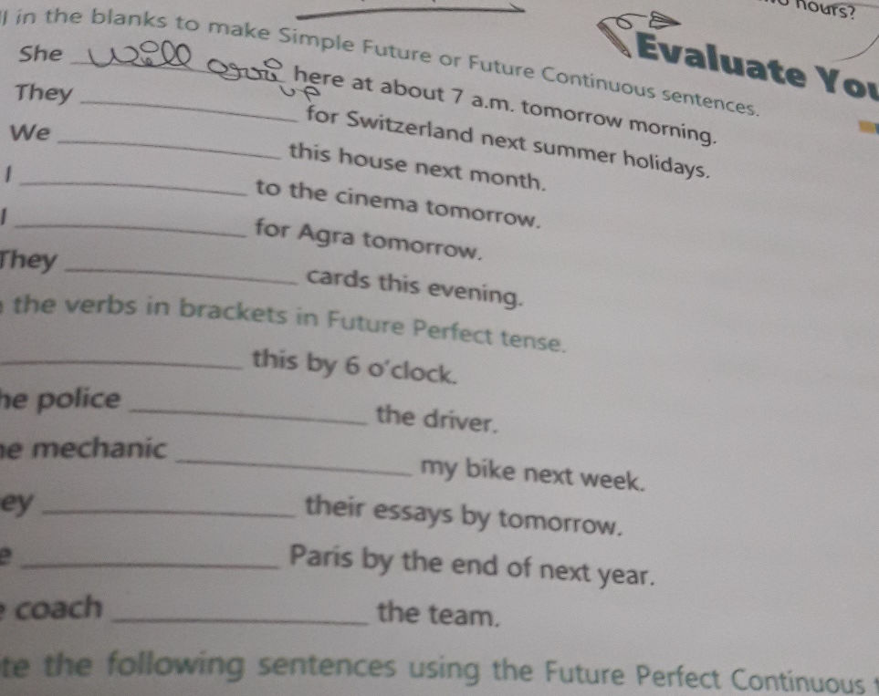 Fill in the blanks to make Simple Future or | StudyX