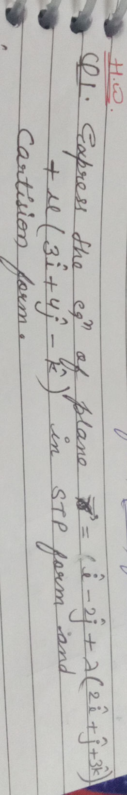 Q1. Express the equation of plane ${r} = ( | StudyX