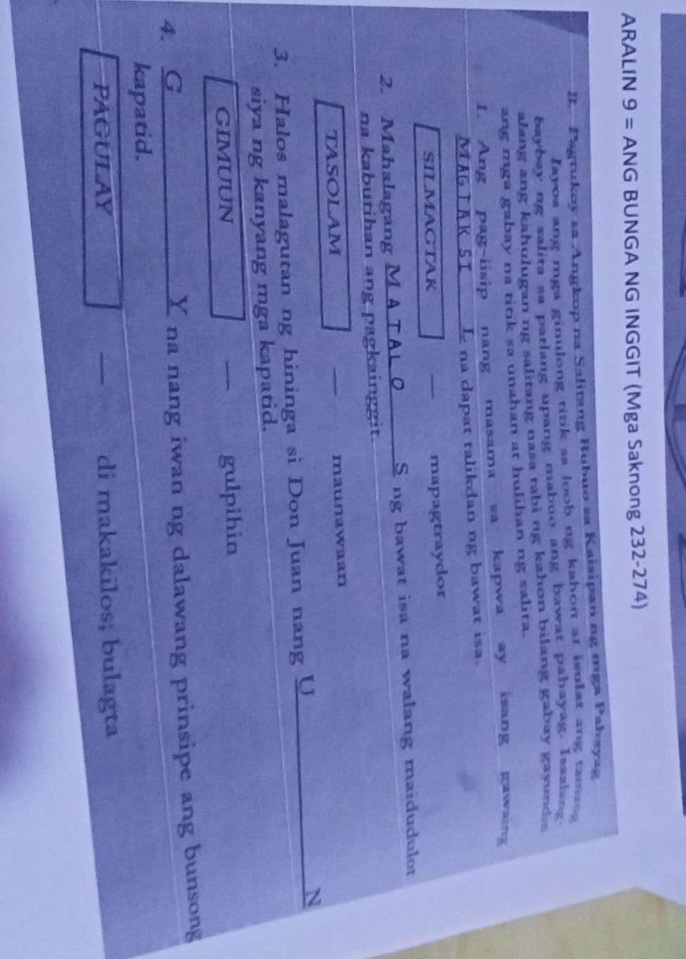 Pagtukoy sa Angkop na salitang Rubuo sa | StudyX