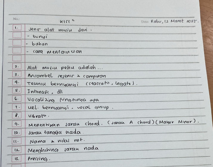 1. Jenis alat musiu dan - bunyi - bahan - | StudyX