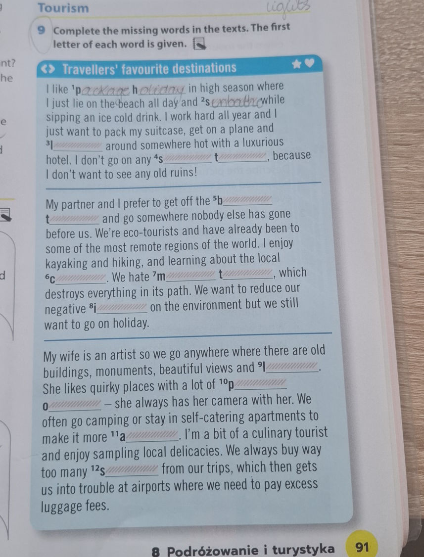 9 Complete the missing words in the texts. | StudyX