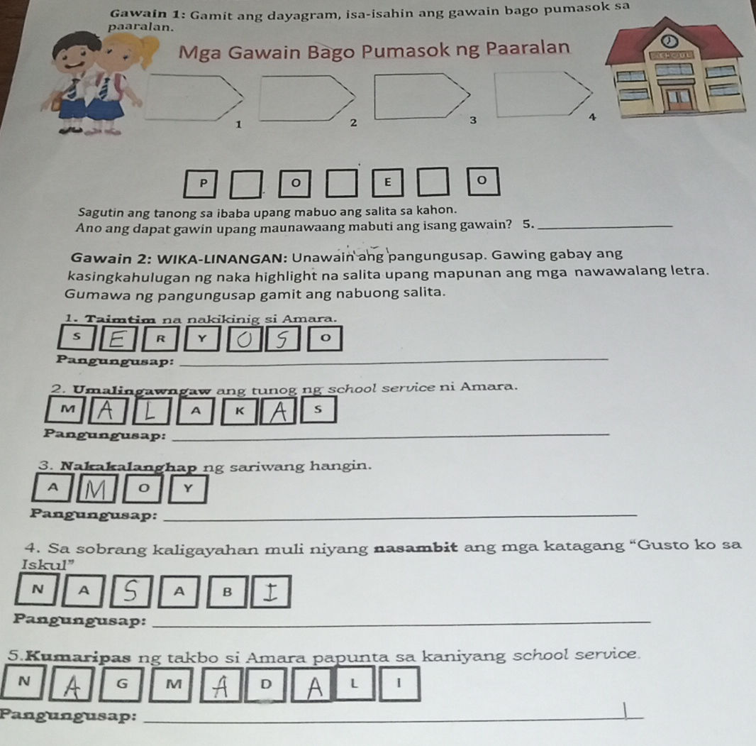 Gawain 1: Gamit ang dayagram, isa-isahin ang | StudyX