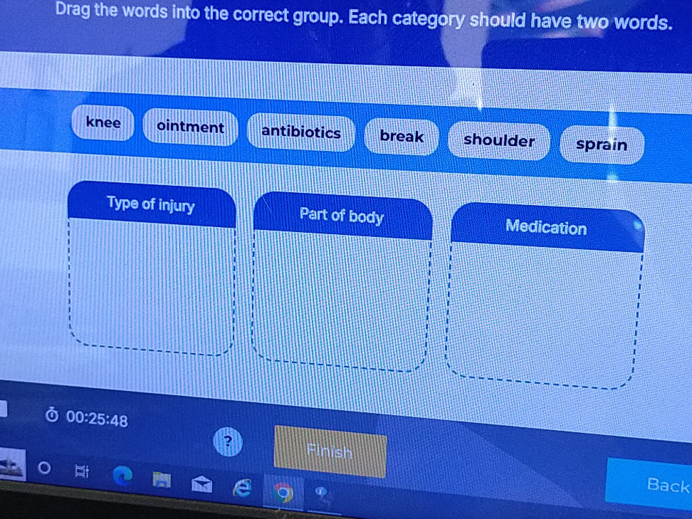 Drag the words into the correct group. Each | StudyX