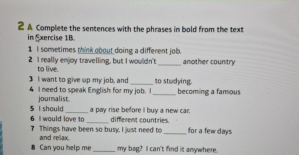 2 A Complete the sentences with the phrases | StudyX