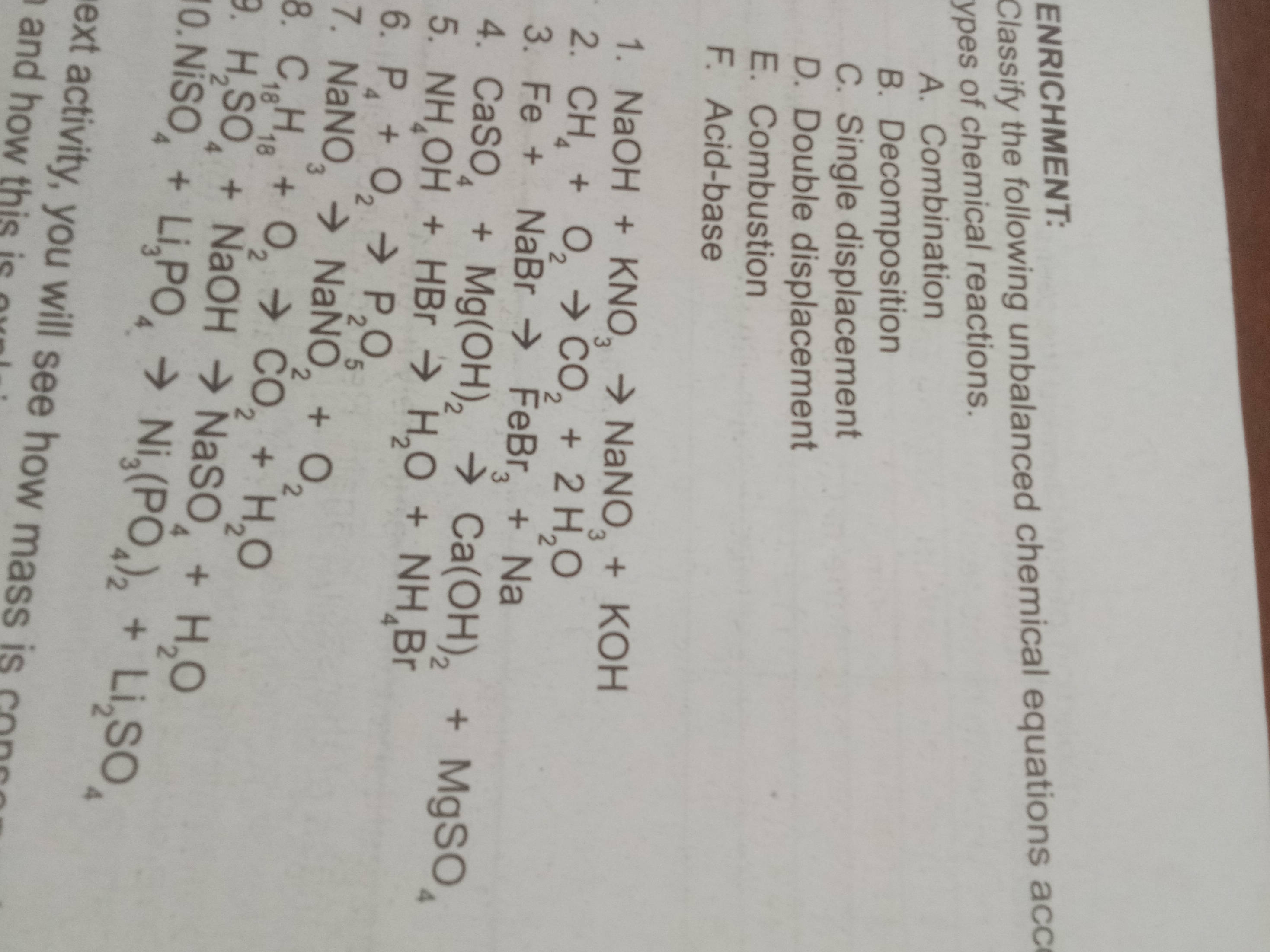 ENRICHMENT: Classify the following | StudyX