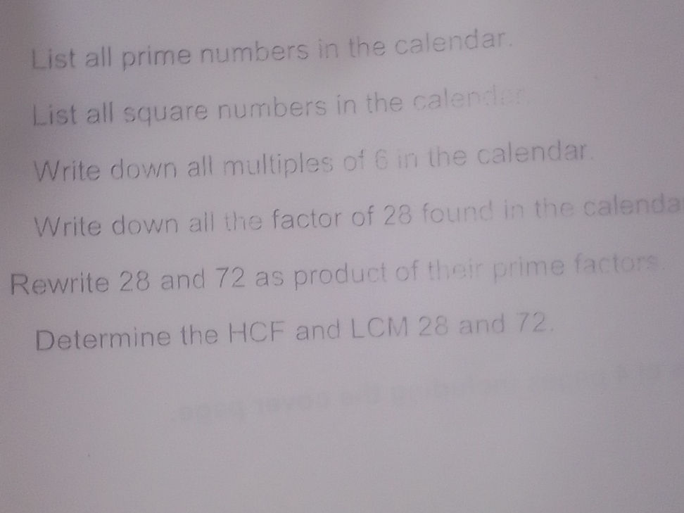 List all prime numbers in the calendar. | StudyX