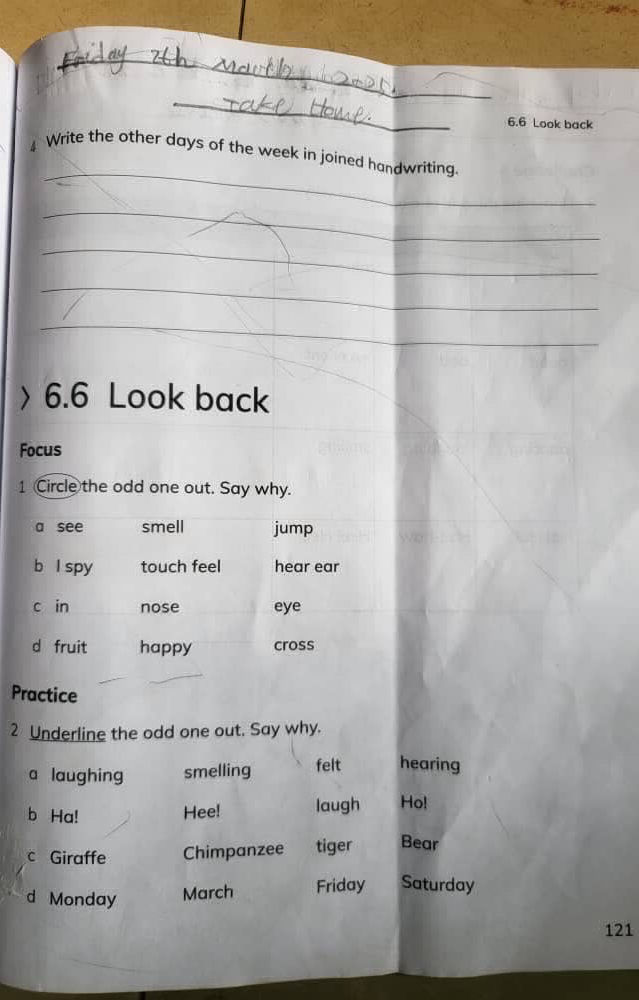 1 Circle the odd one out. Say why. a see | StudyX