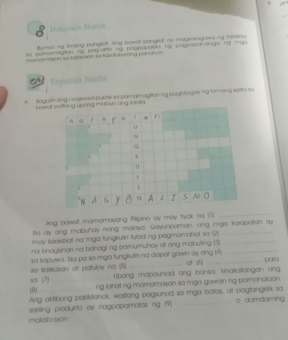A. Sagutin ang crossword puzzle sa | StudyX