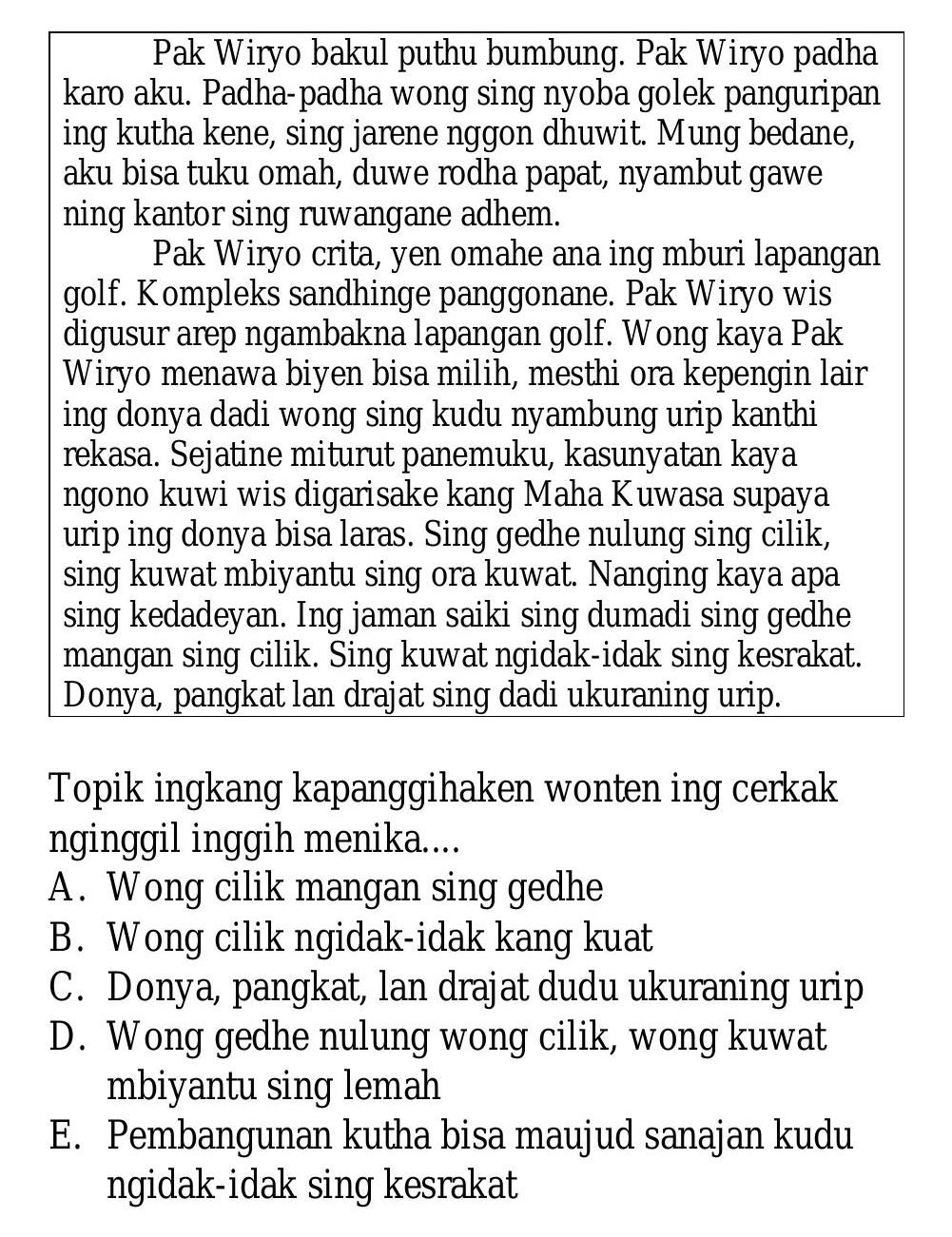 Topik ingkang kapanggihaken wonten ing | StudyX