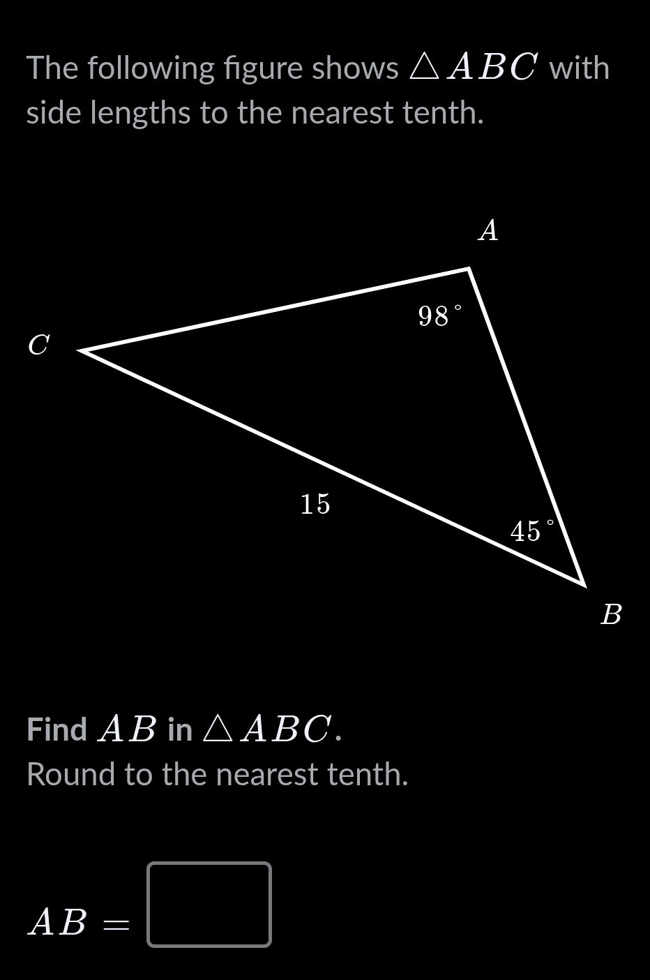 The following figure shows $ ABC$ with side | StudyX