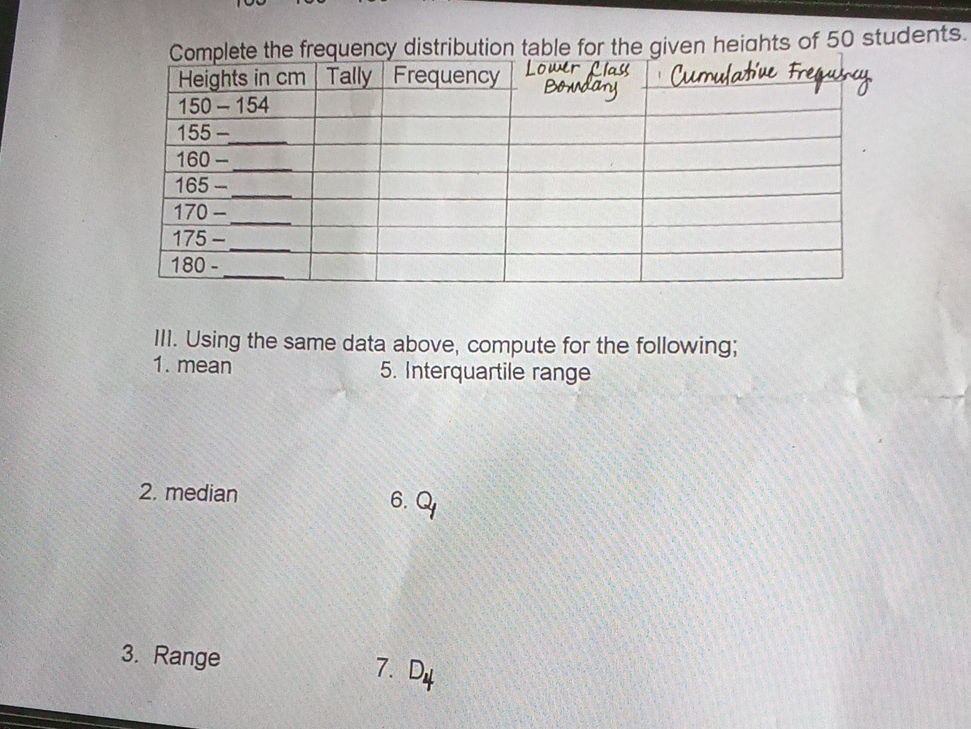 Complete the frequency distribution table | StudyX