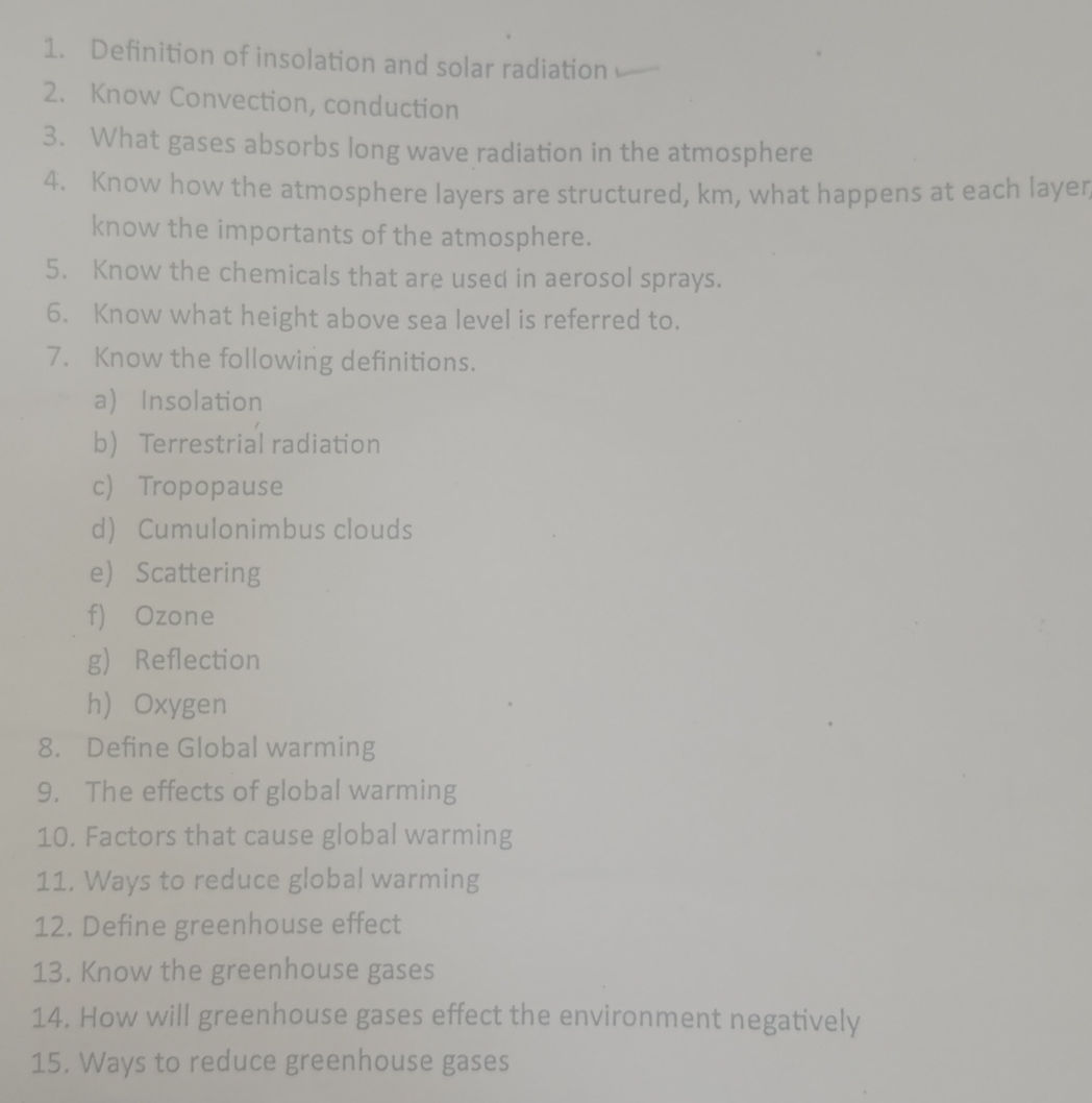 1. Definition of insolation and solar | StudyX