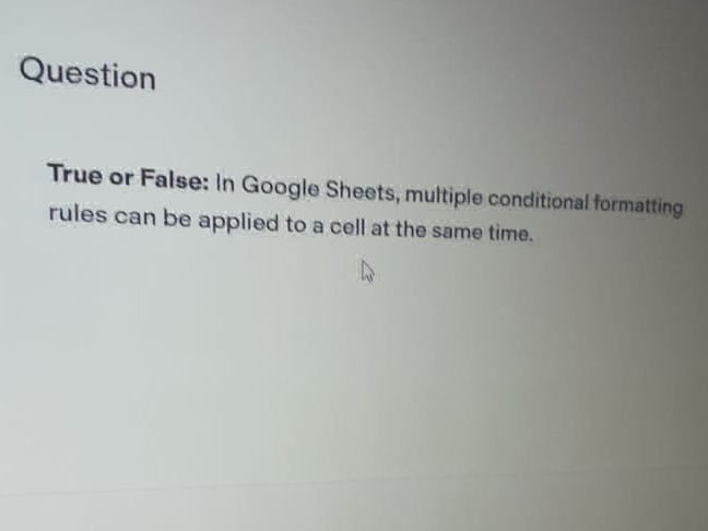 True or False: In Google Sheets, multiple | StudyX