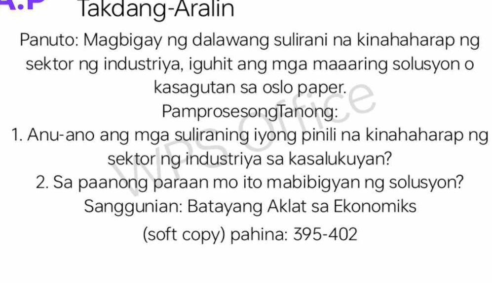 Takdang-Aralin Panuto: Magbigay ng dalawang | StudyX