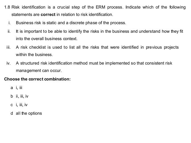 1.8 Risk identification is a crucial step of | StudyX