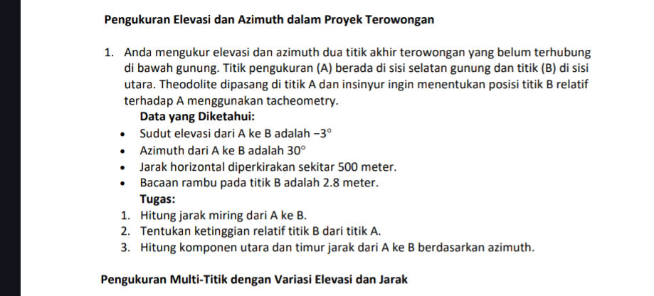 Pengukuran Elevasi dan Azimuth dalam Proyek | StudyX