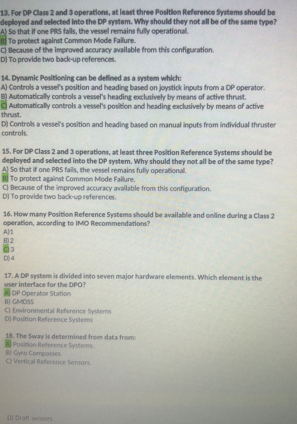 13. For DP Class 2 and 3 operations, at | StudyX
