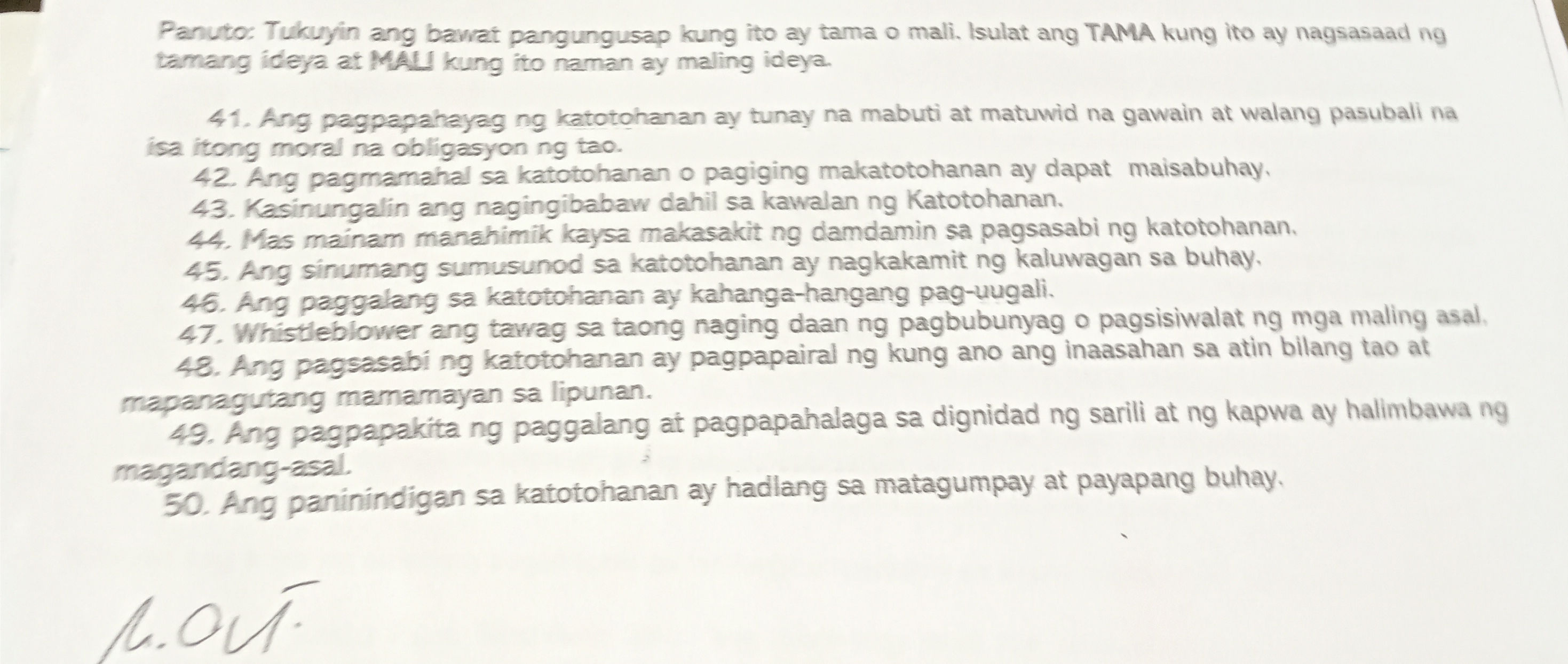 Panuto: Tukuyin ang bawat pangungusap kung | StudyX