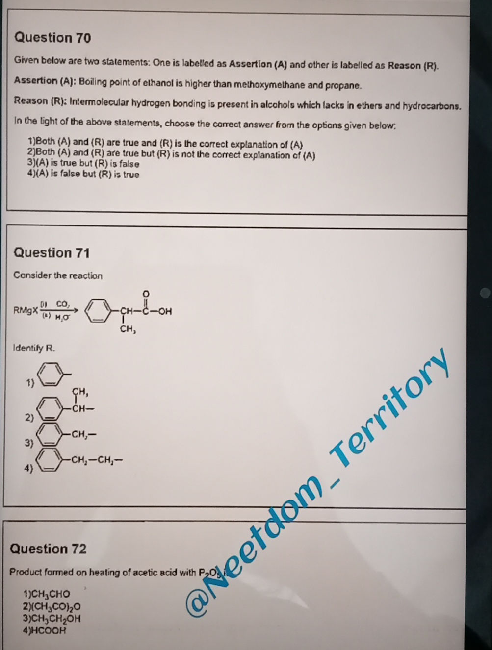 Question 70 Given below are two statements: | StudyX