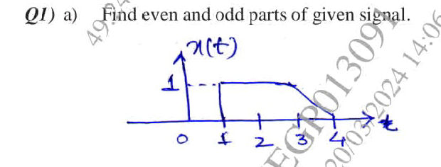 Q1) a) Find even and odd parts of given | StudyX