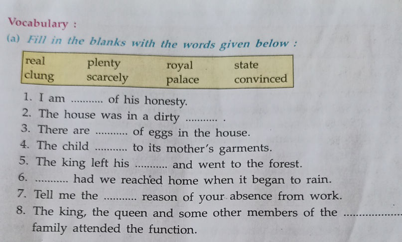 Vocabulary: (a) Fill in the blanks with the | StudyX