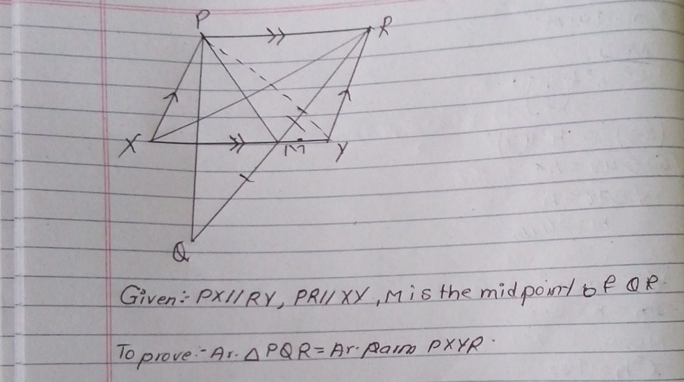 Given: PX || RY, PR || XY, M is the midpoint | StudyX