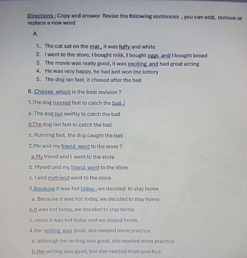Directions: Copy and answer Revise the | StudyX