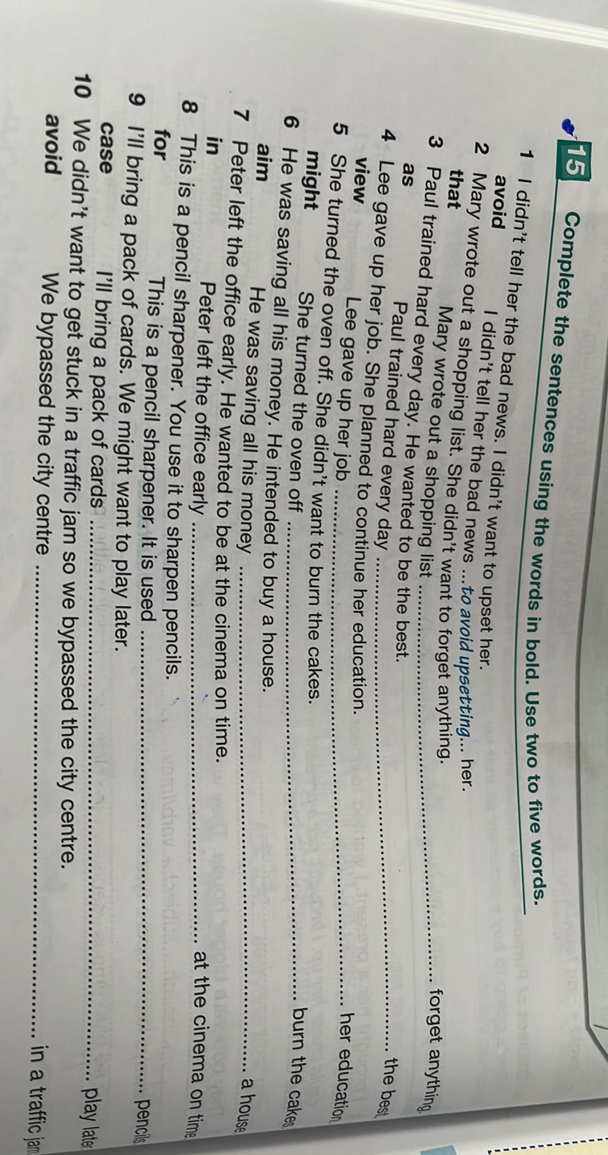 Complete the sentences using the words in | StudyX