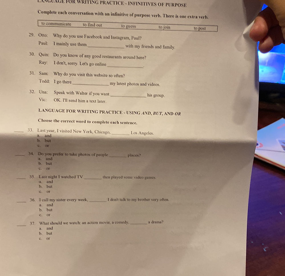 LANGUAGE FOR WRITING PRACTICE - INFINITIVES | StudyX